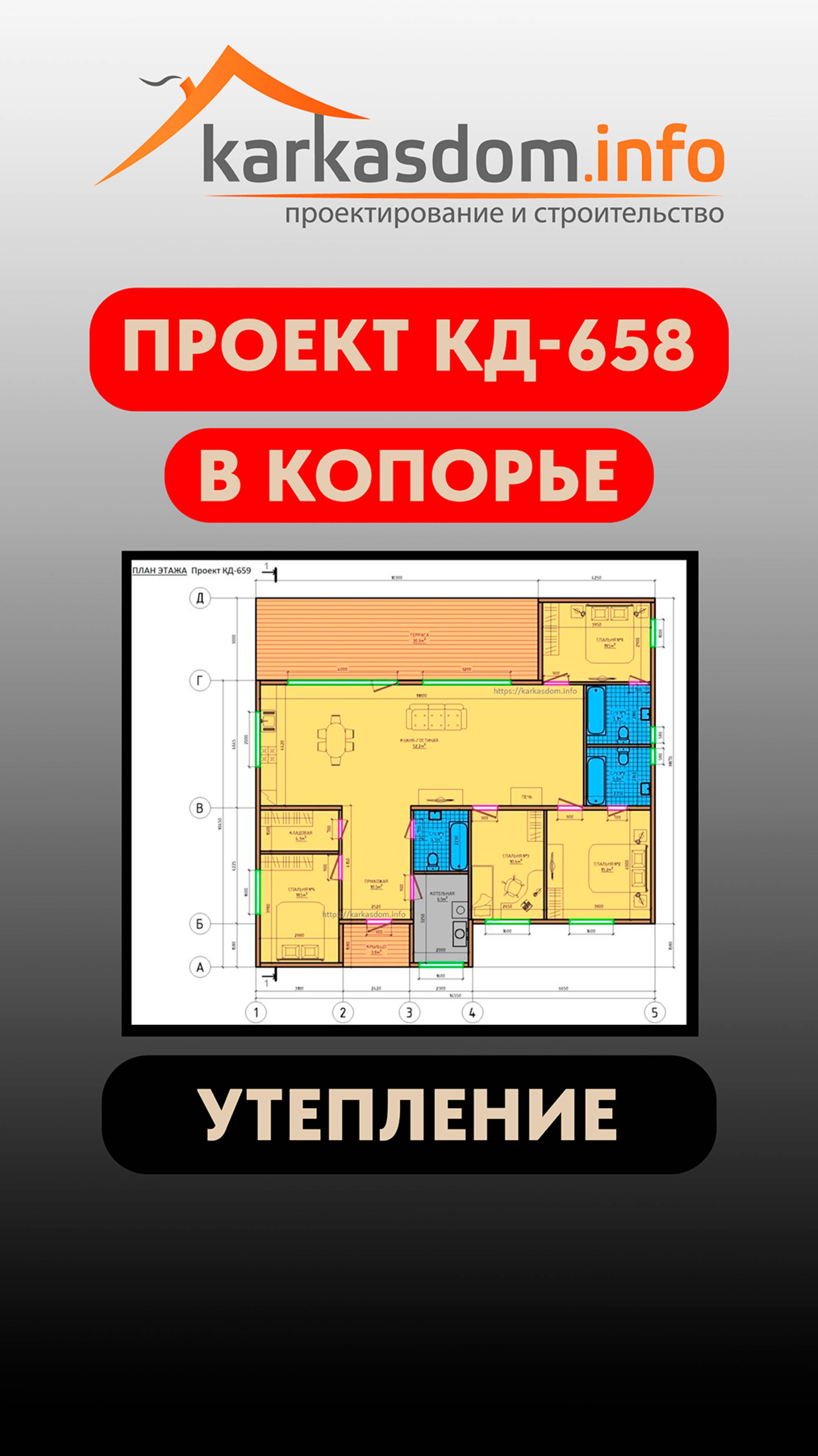 Обзор_каркасного_дома по проекту КД-658, Копорье. Утепление.