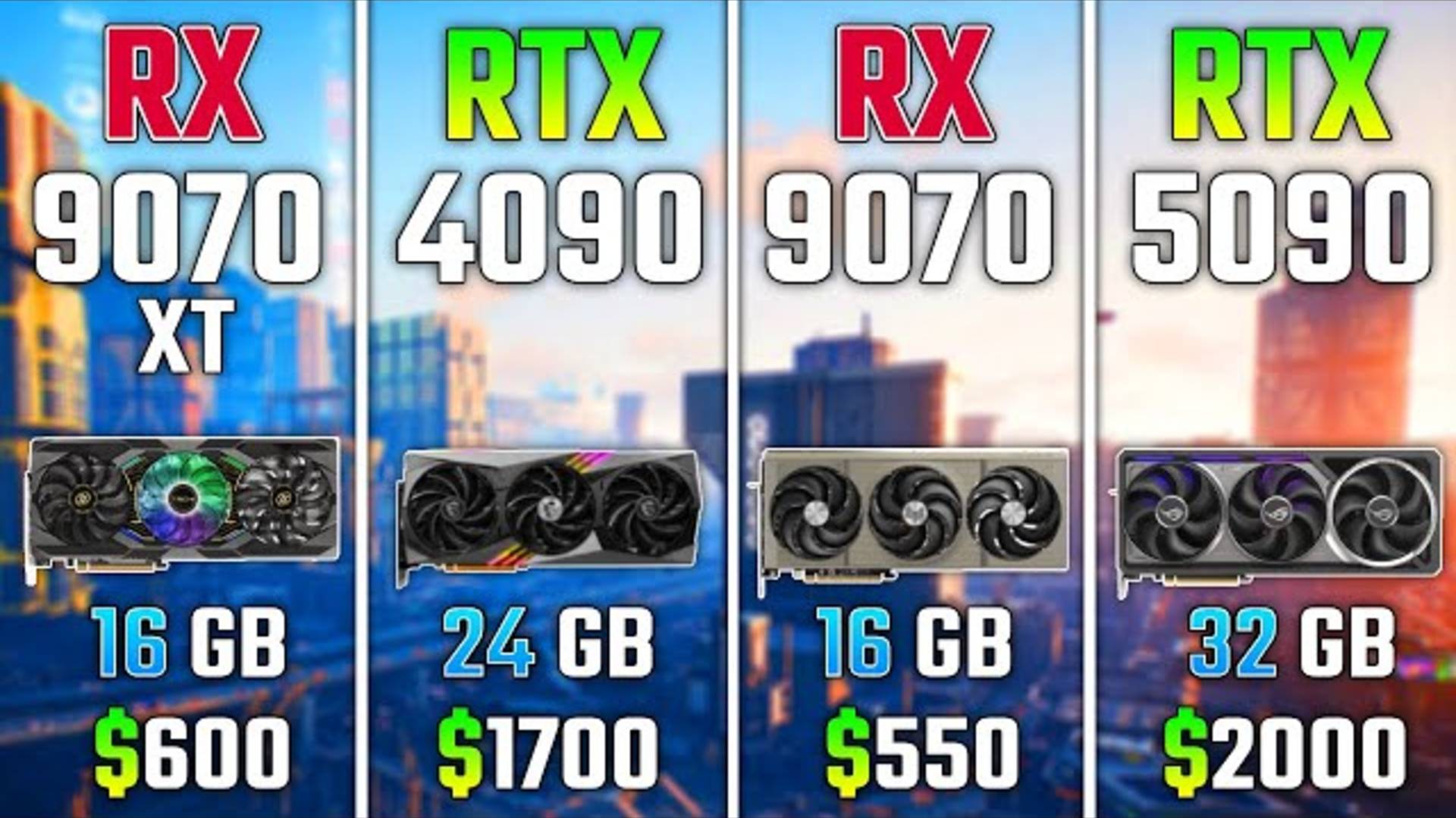 RX 9070 XT vs RTX 4090 vs AMD RX 9070 vs RTX 5090 | Test in 7 Games