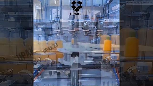 Оборудование для розлива густых веществ в тару (поршневой дозатор на 4 сопла) с конвейером.