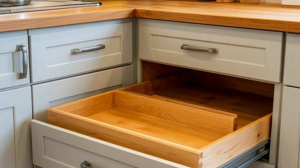 Меняем развалившиеся роликовые направляющие ящиков кухни.