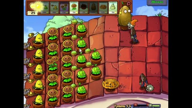 Прохождение Plants vs Zombies Уровень 5-6 Крыша