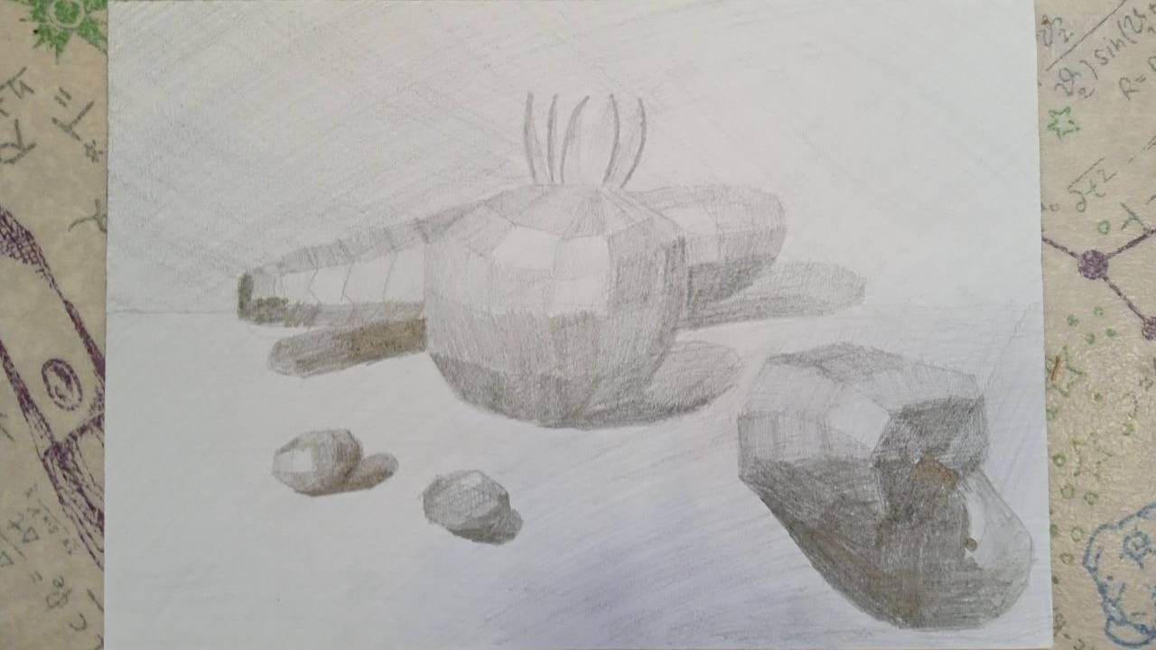 Урок 32. Натюрморт карандашом: баклажан, перец, помидор и маслина для начинающих.