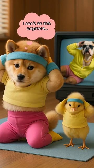 Собака с цыпой на йоге