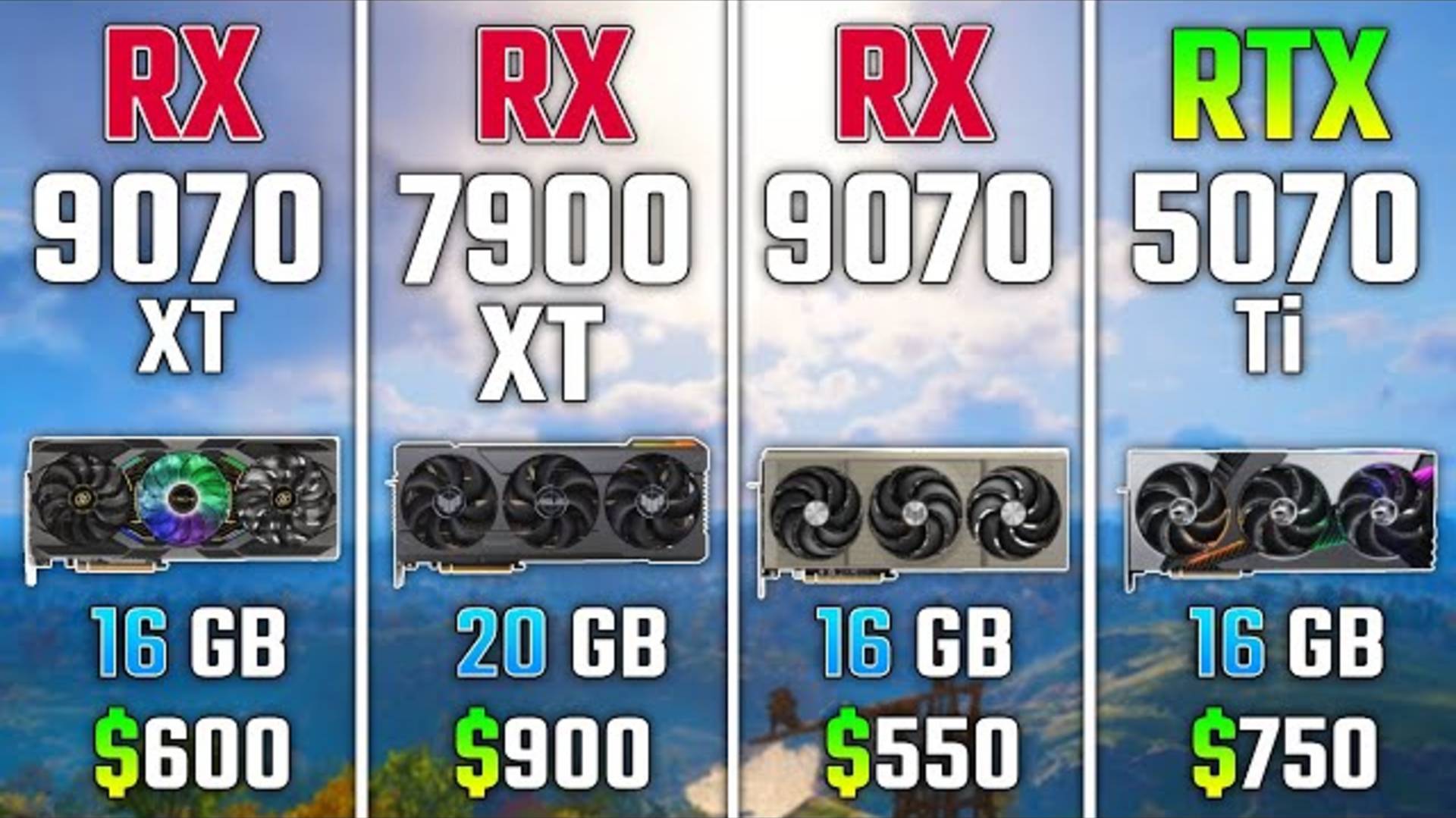 RX 9070 XT vs RX 7900 XT vs AMD RX 9070 vs RTX 5070 Ti | Test in 7 Games