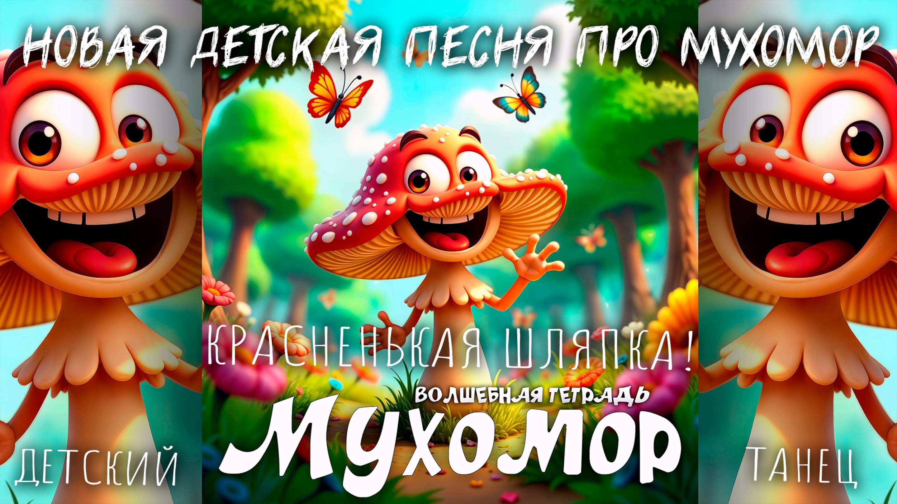 Волшебная тетрадь. "Мухомор". Новая детская песня про мухамор, грибников и грибы. Детский танец.