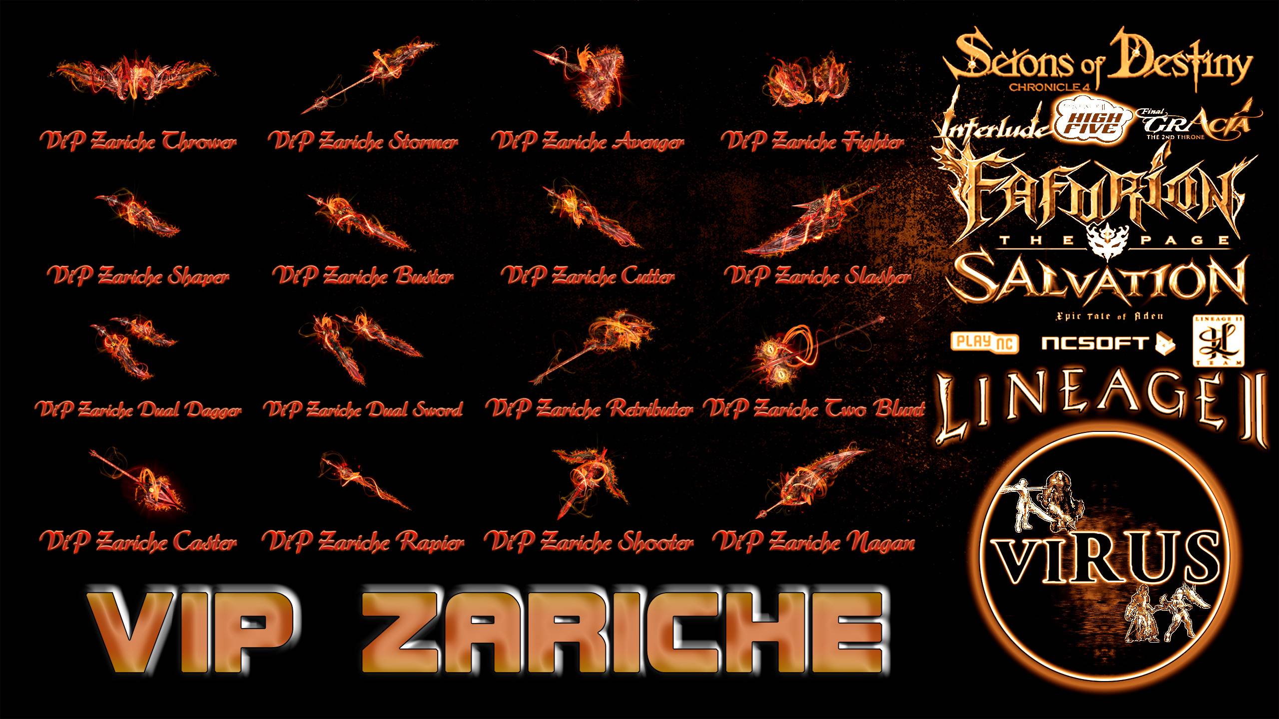 Full Set of VIP Zariche Weapons. LINEAGE II. Any Chronicles ◄√i®uS►