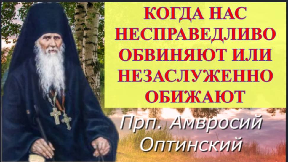 Если вас Несправедливо обвиняют или Незаслуженно обижают, Поступайте так..._Советы прп. Амвросия