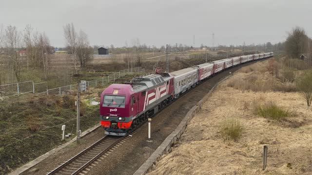 Электровоз ЭП2К-238 с поездом №54 "Гранд-Экспресс", перегон Саблино - Колпино