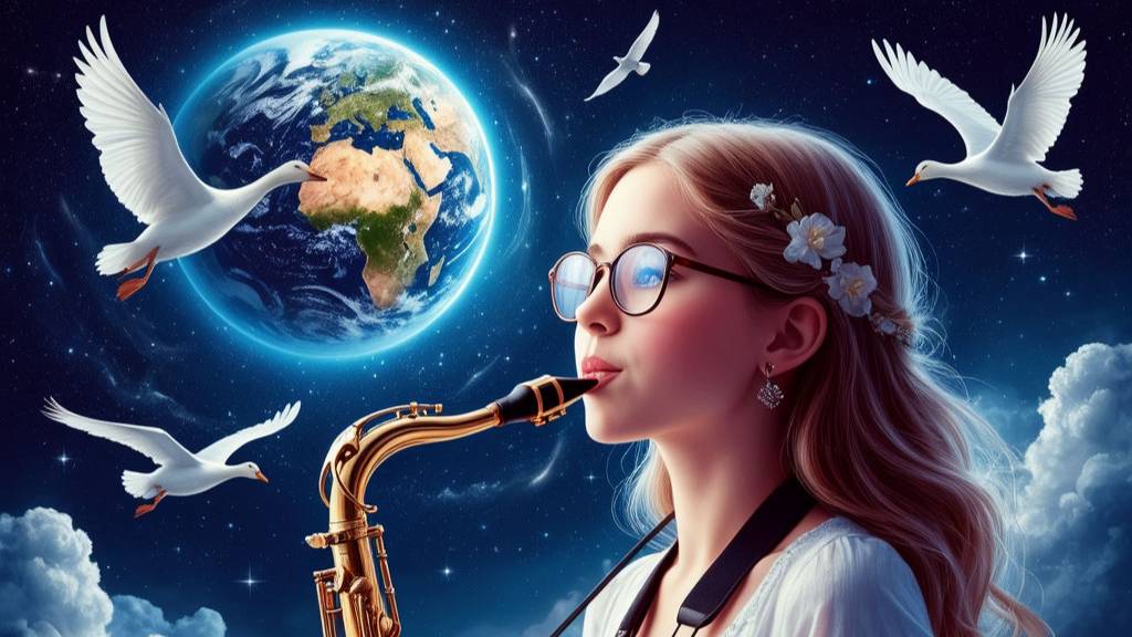 Тест Yamaha DGX-670WH. Voice: саксофон. "Ночной сон о белых лебедях" (отрывок). 1 месяц учебы.