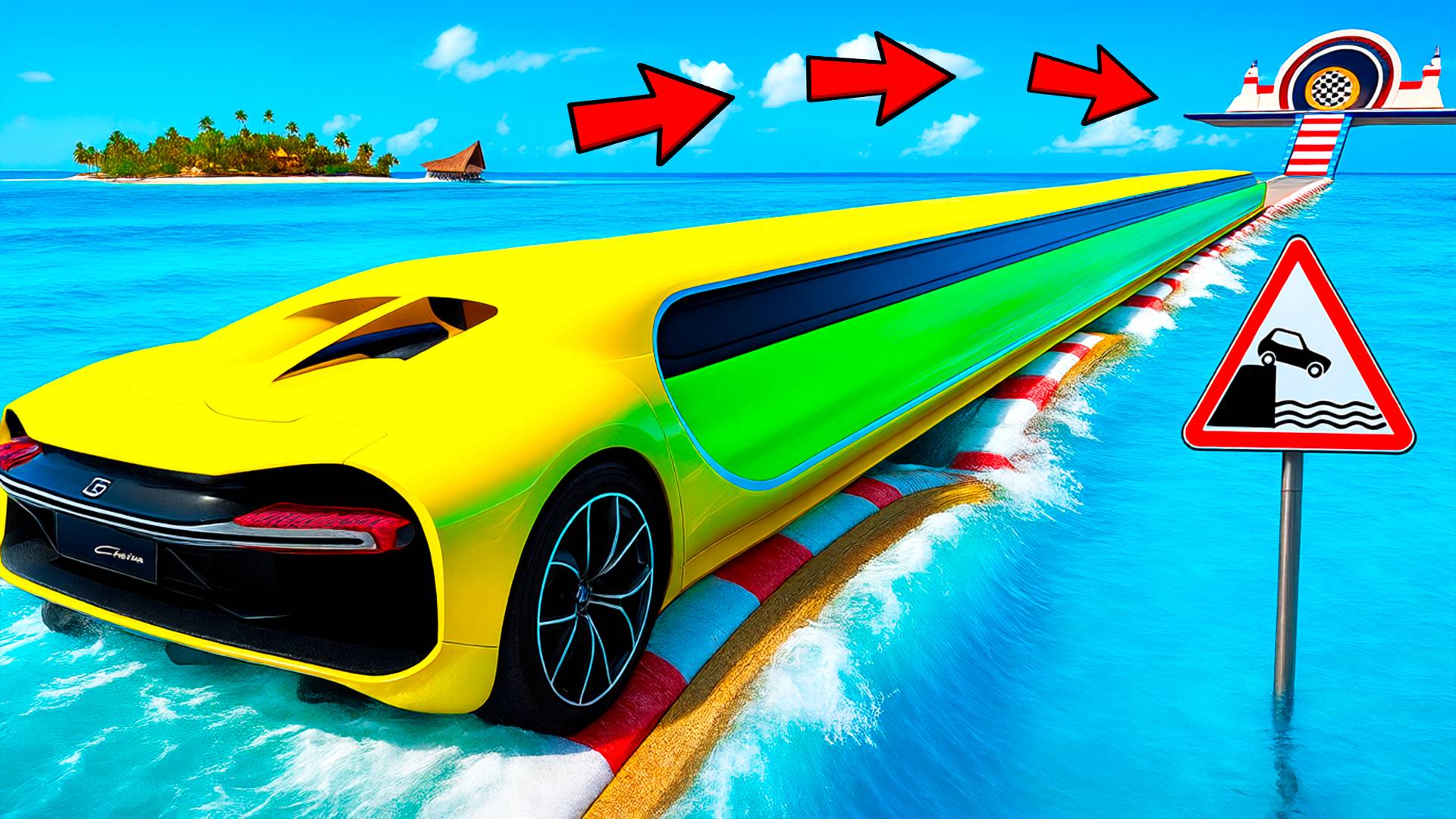 ПРОЕХАЛ ВОДНЫЕ КОЧКИ НА САМОЙ ДЛИННОЙ BUGATTI CHIRON В ГТА 5! ЭКСПЕРИМЕНТЫ В GTA 5