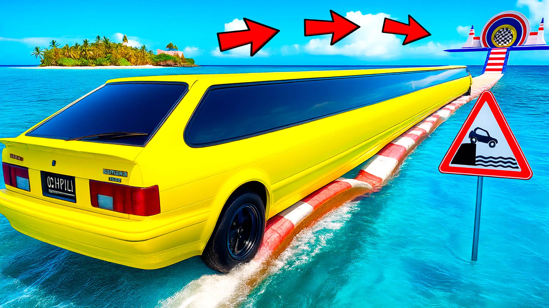 ПРОЕХАЛ ВОДНЫЕ КОЧКИ НА САМОЙ ДЛИННОЙ ВАЗ 2113 В ГТА 5! ЭКСПЕРИМЕНТЫ В GTA 5