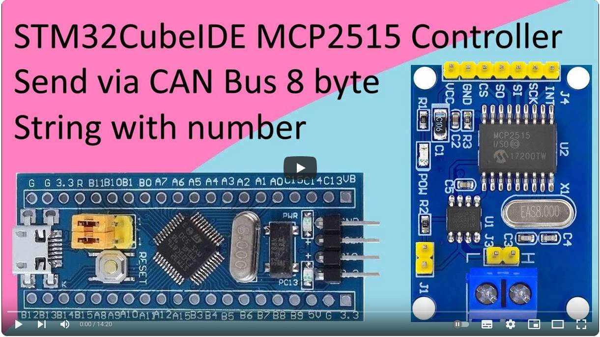 138. MCP2515 CAN Controller with STM32 F103C8T6 in STM32CubeIDE