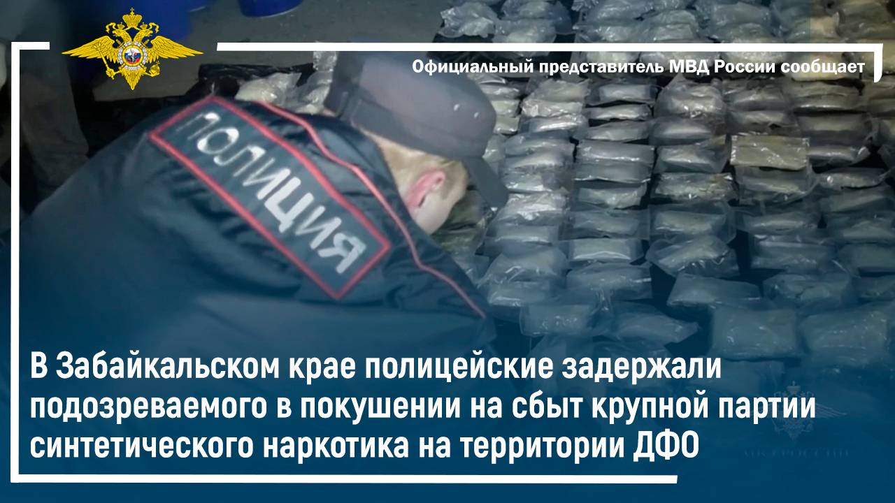 В Забайкальском крае полицейские задержали подозреваемого в покушении на сбыт наркотиков
