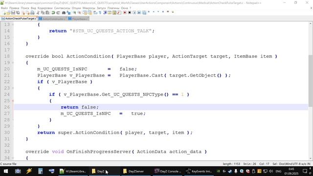 DayZ Ultima Quest Actions Disable