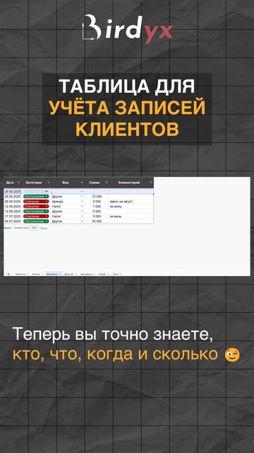 Как мастеру вести клиентов: финансы и записи в одной таблице #shorts #учетклиентов #записьклиентов