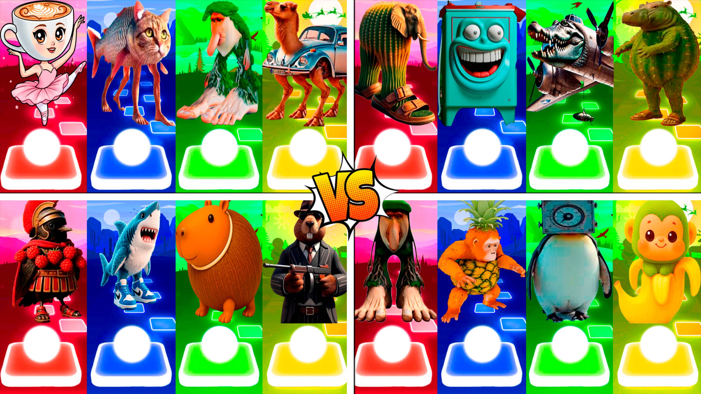 МЕГАМИКС БАЛЕРИНА КАПУЧИНО 🆚 ШИМПАНЗИНИ БАНАНИНИ 🆚 ДРУГИЕ БРЕЙНРОТ МЕМЫ | Tiles Hop №165-168