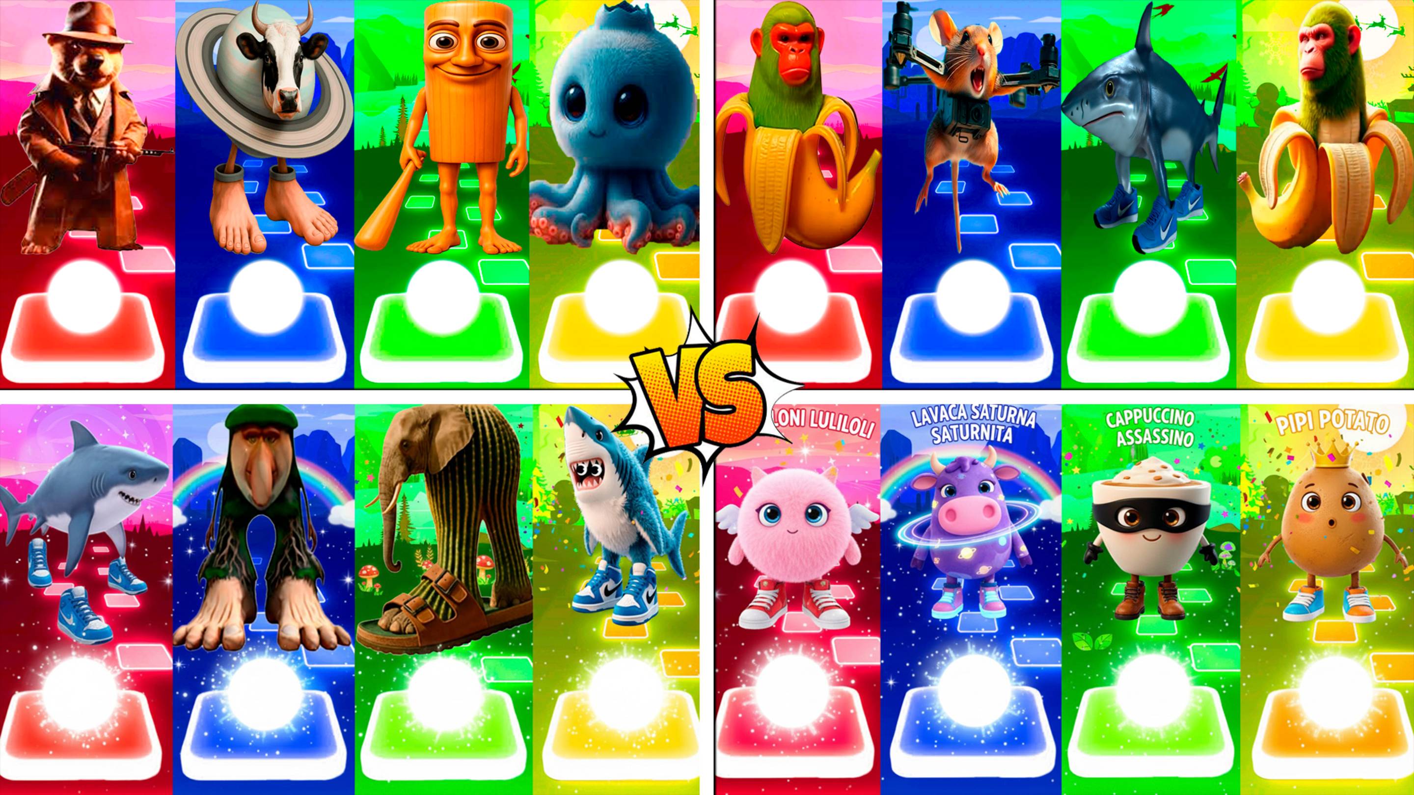 МЕГАМИКС БОБРИТО БАНДИТО 🆚 ЛАВАКА САТУРНА САТУРНИТА 🆚 ДРУГИЕ БРЕЙНРОТ МЕМЫ | Tiles Hop №161-164