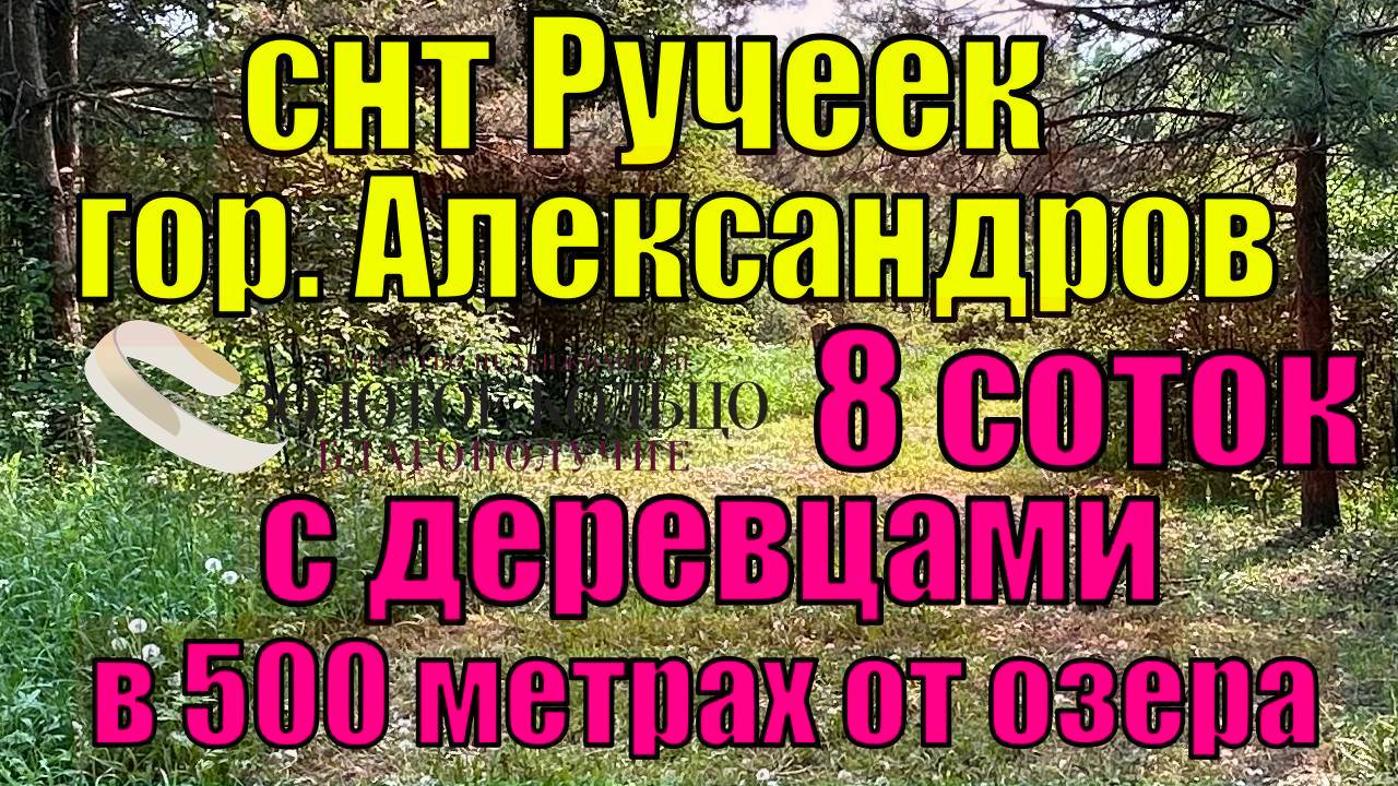 Земельный участок 8 соток в СНТ "Ручеек" гор. Александров Владимирской области. Не дорого.