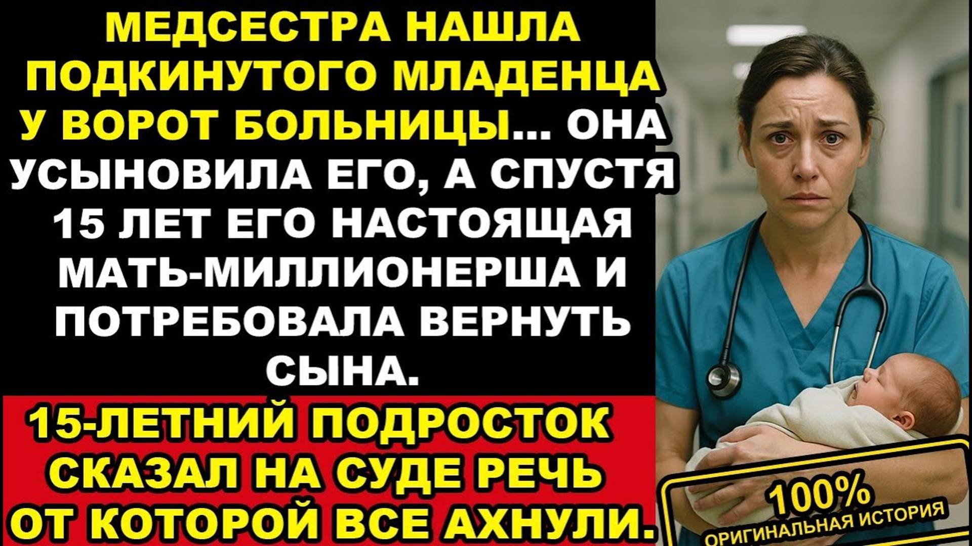 Медсестра усыновила подкидыша, а через 15 лет настоящая мать-миллионерша . Жизненный рассказ
