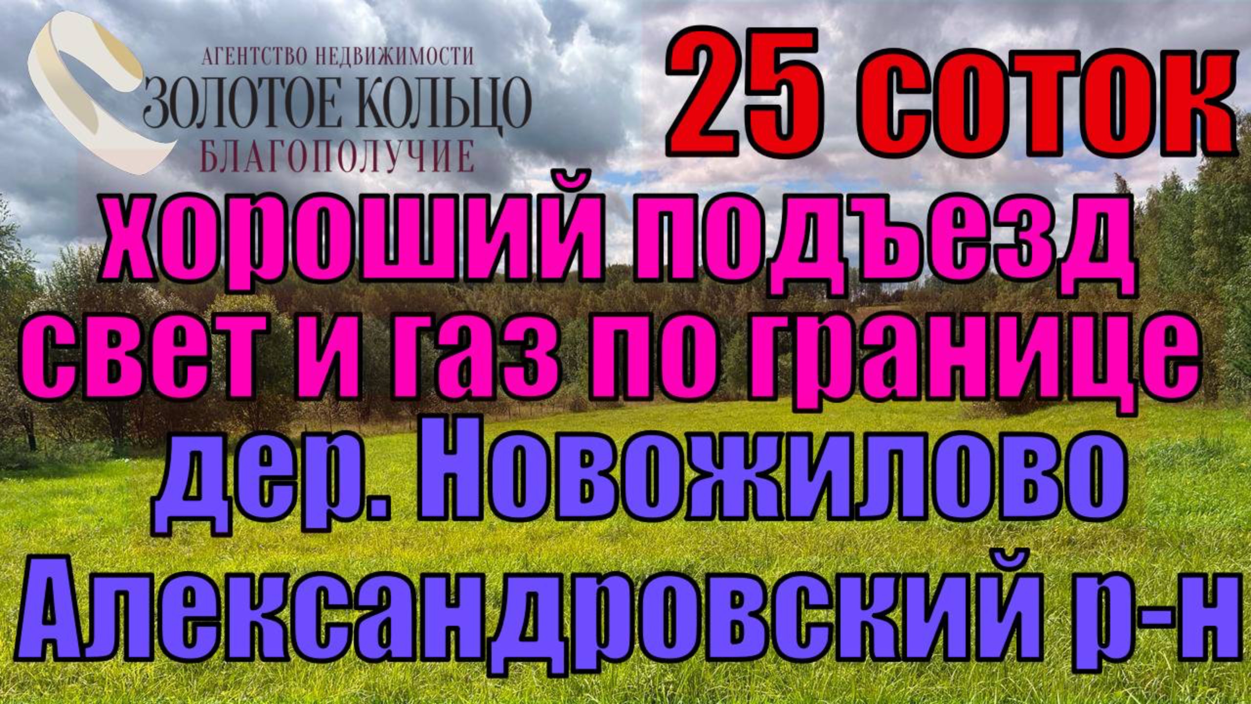 Продается земельный участок 25 соток в газифицированной деревне Новожилово, Александровский район