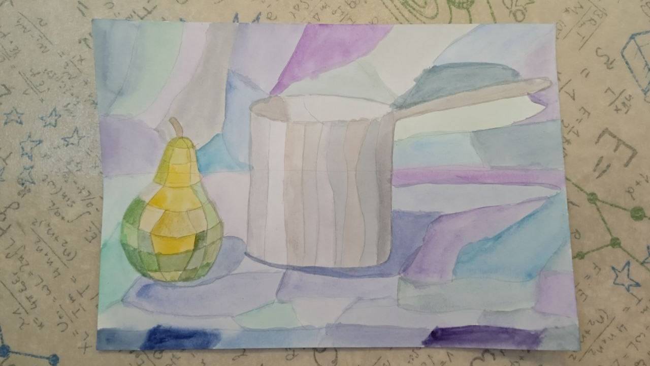 Урок 34. Как нарисовать натюрморт с половником и грушей акварелью | Урок для начинающих.