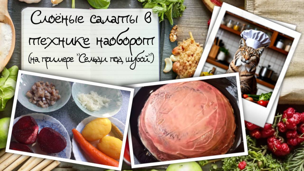 Слоёные салаты в технике наоборот. На примере салата "сельдь под шубой"