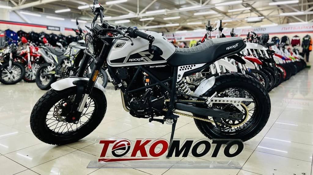 Мотоцикл дорожный ROCKOT SCRAMBLER серый. Новинка.
