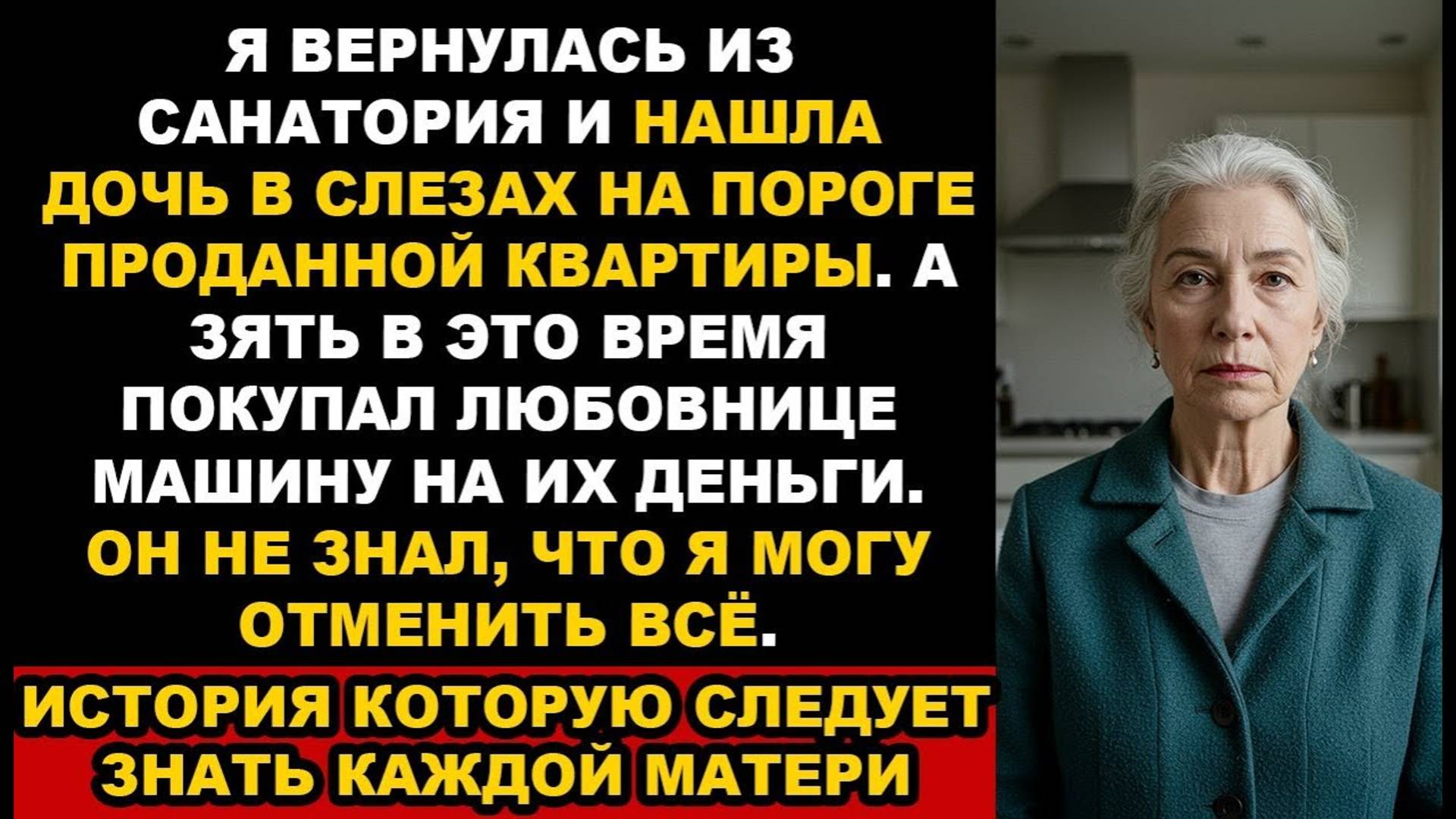 Дочь осталась на улице из-за зятя. Но он не знал, что квартира оформлена на меня. Жизненный рассказ