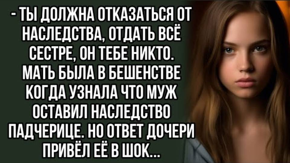 Аудиорассказы. Ты должна отказаться от наследства, отдать всё сестре, он тебе никто.