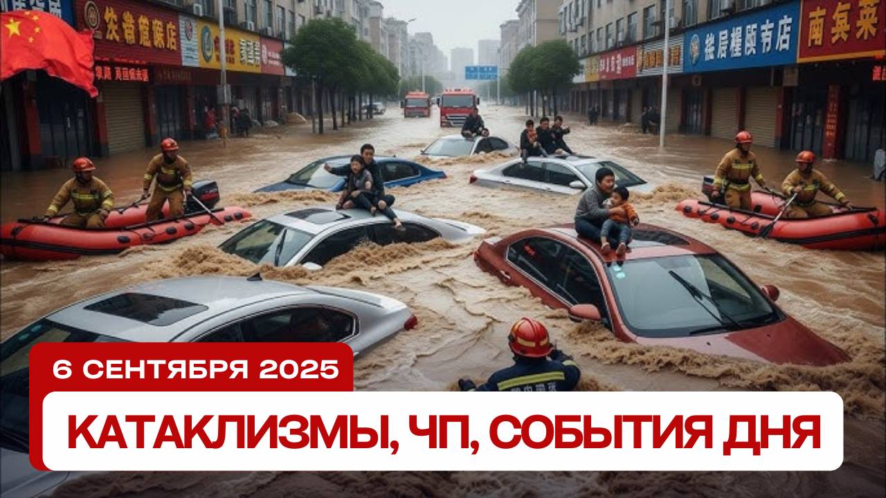 Катаклизмы сегодня 06.09.2025: Тайфун в Японии, наводнение в Китае и Индии, огромный град в России!