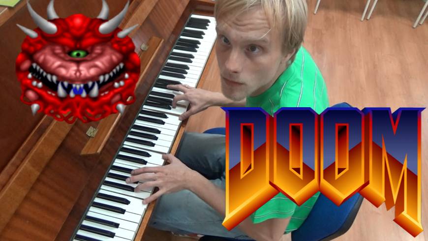 Музыка из игры DOOM на фортепиано и на ударной установке