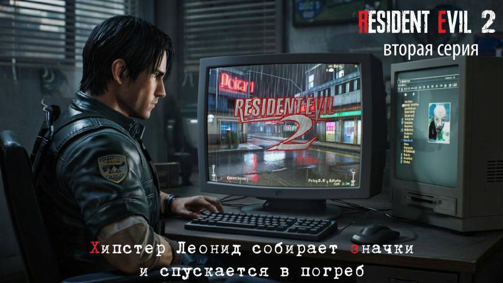 Resident Evil 2 Remake. Серия 02. Хипстер Леонид собирает значки и спускается в погреб.