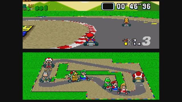 [SNES] Super Mario Kart (1992) [snes9x-1.63] Mushroom Cup Race #1