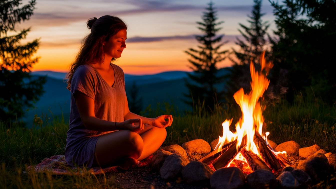 Звуки природы костер и бурная ночь