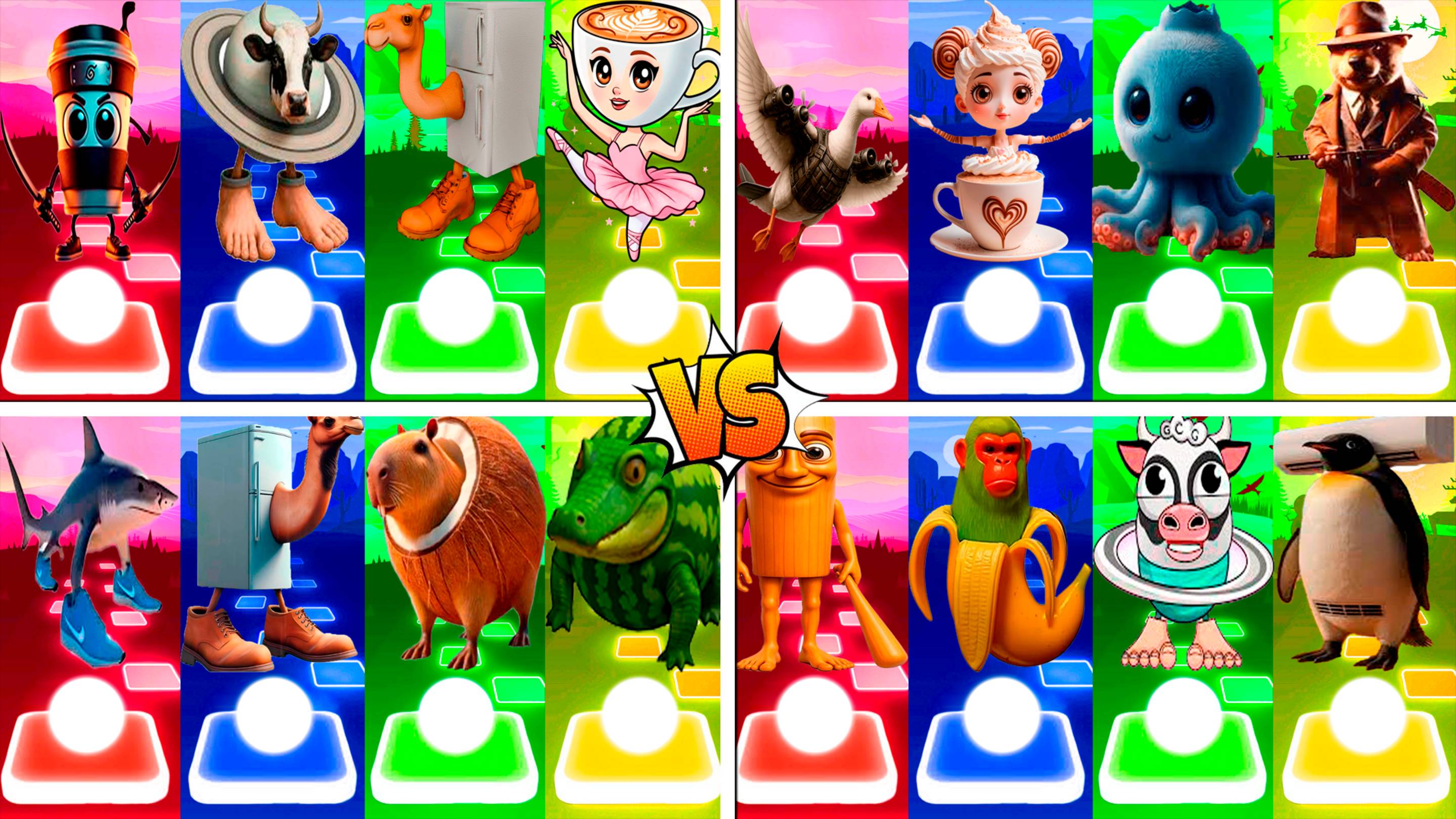 МЕГАМИКС КАПУЧИНО АССАСИНО 🆚 ЛАВАКА САТУРНА САТУРНИТА 🆚 ДРУГИЕ БРЕЙНРОТ МЕМЫ | Tiles Hop №173-176