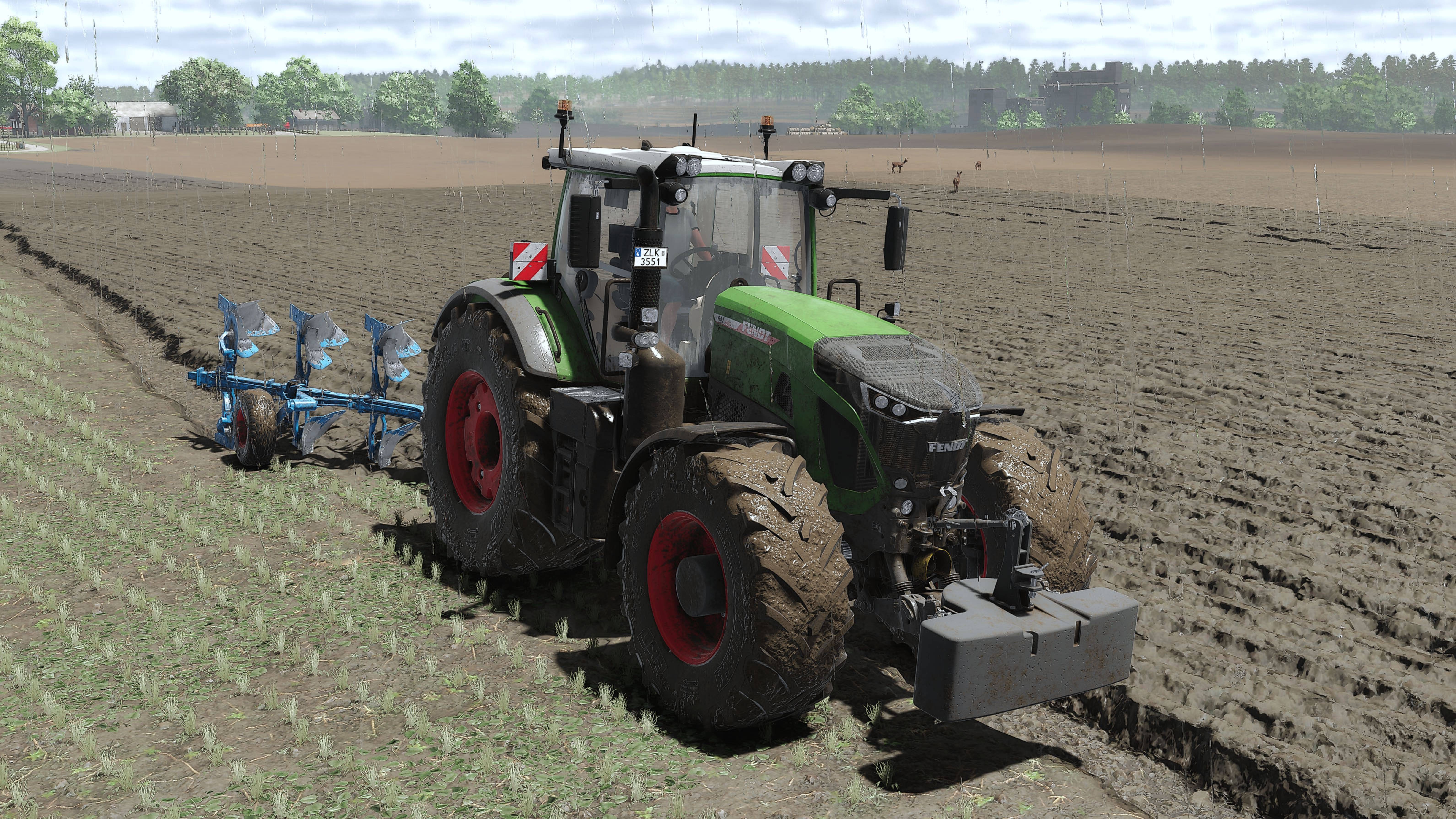 Пахота в дождь Plowing FENDT 942 + LEMKEN Juwel 6 M V. FS25