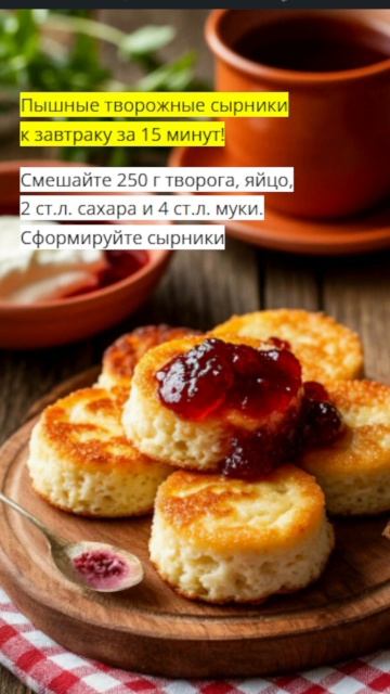 Пышные творожные сырникик завтраку за 15 минут!