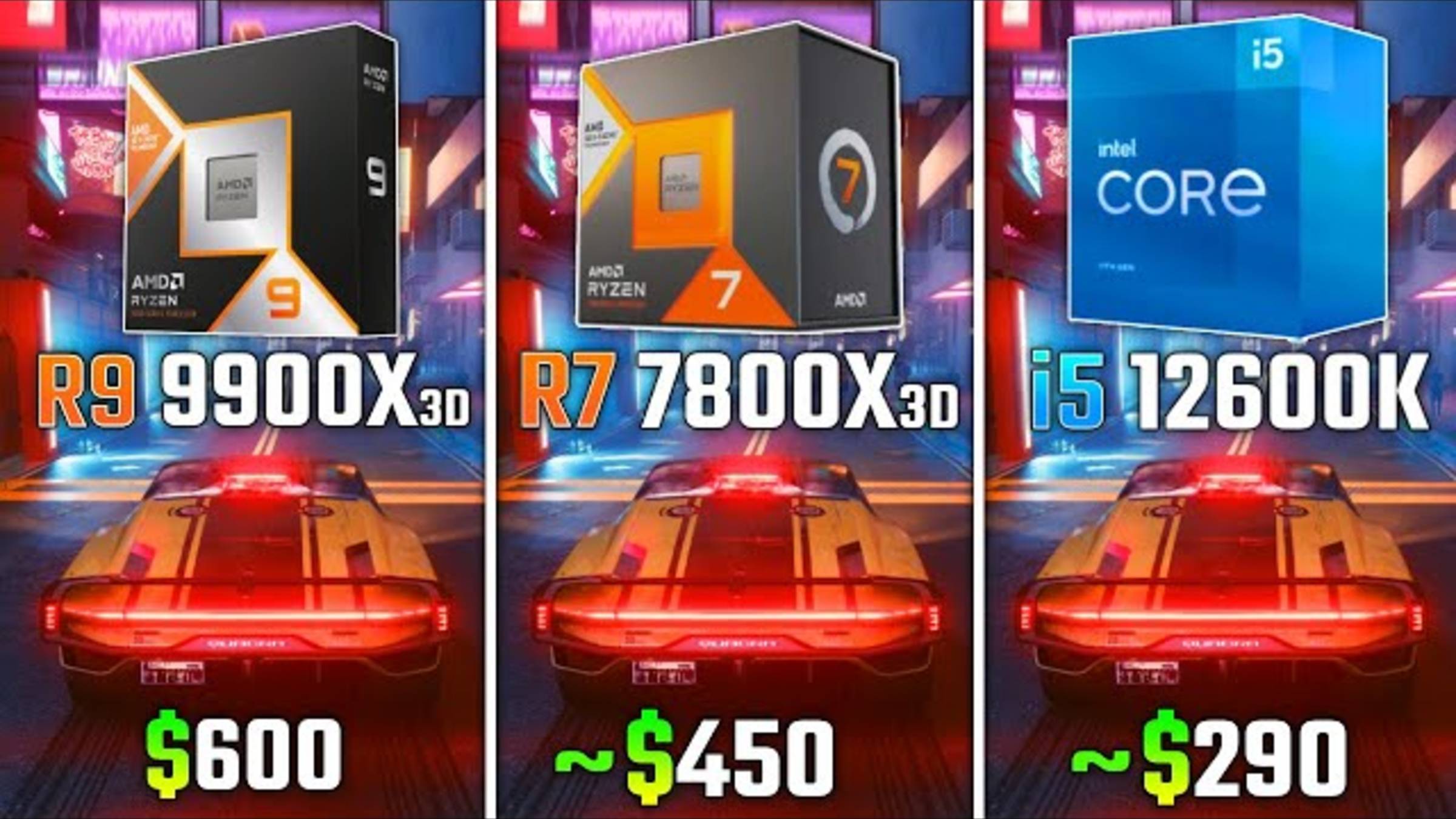 RYZEN 9 9900X3D vs RYZEN 7 7800X3D vs INTEL i5-12600K | Test in 6 Games
