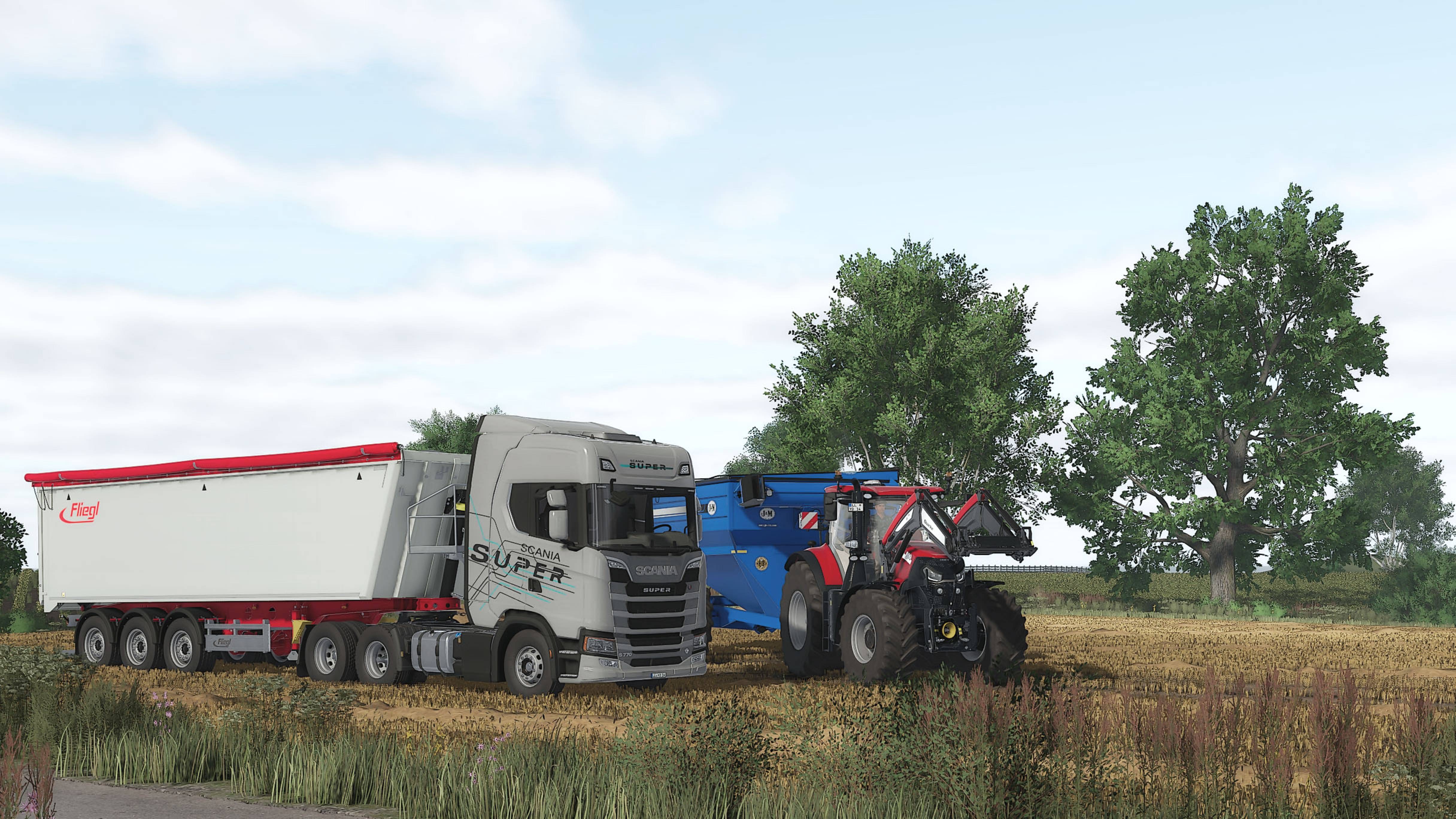 Уборка овса New Holland CH7.70, CASE 260, SCANIA S770, FS25