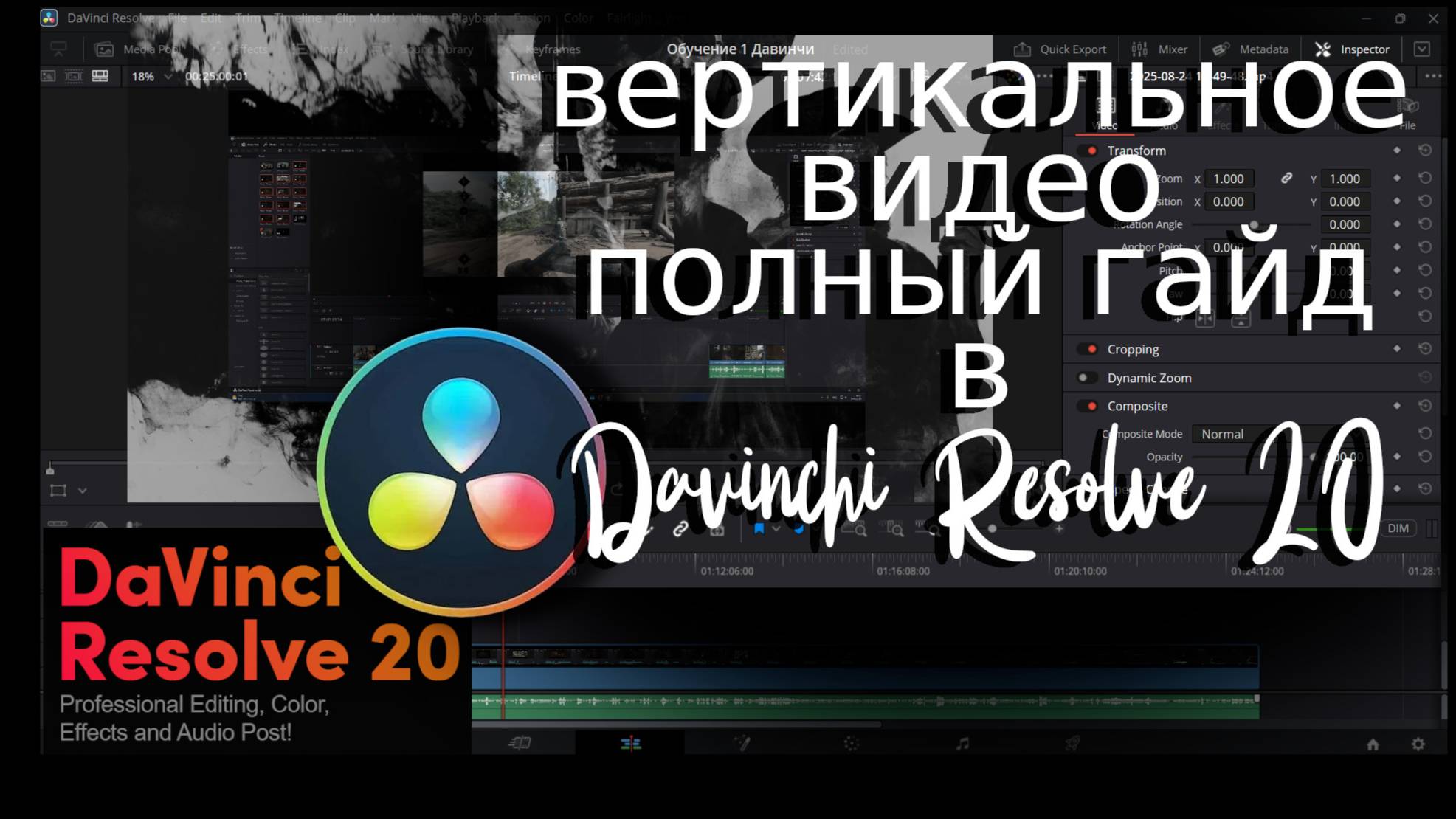 Как сделать вертикальное видео в DaVinci Resolve 20 полный гайд.