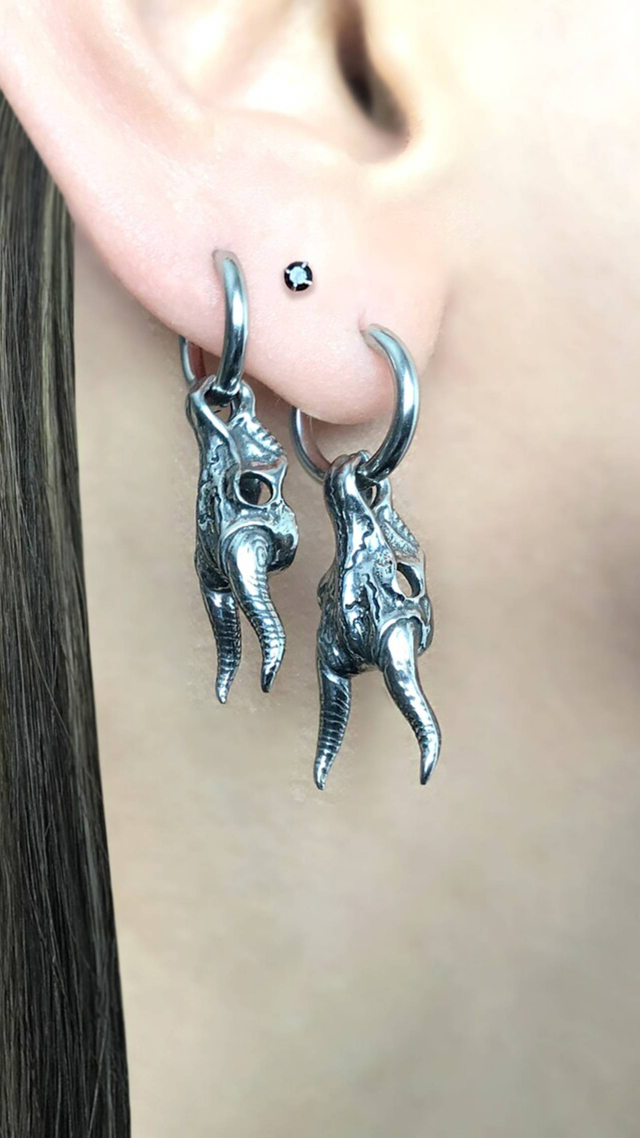 Серьги-кольца с подвесками "Череп Антилопы" от StarfallShop