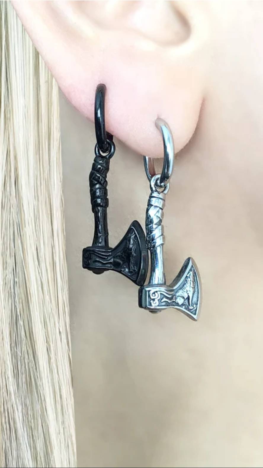 Серьги-конго "Секиры ночного волка" от StarfallShop