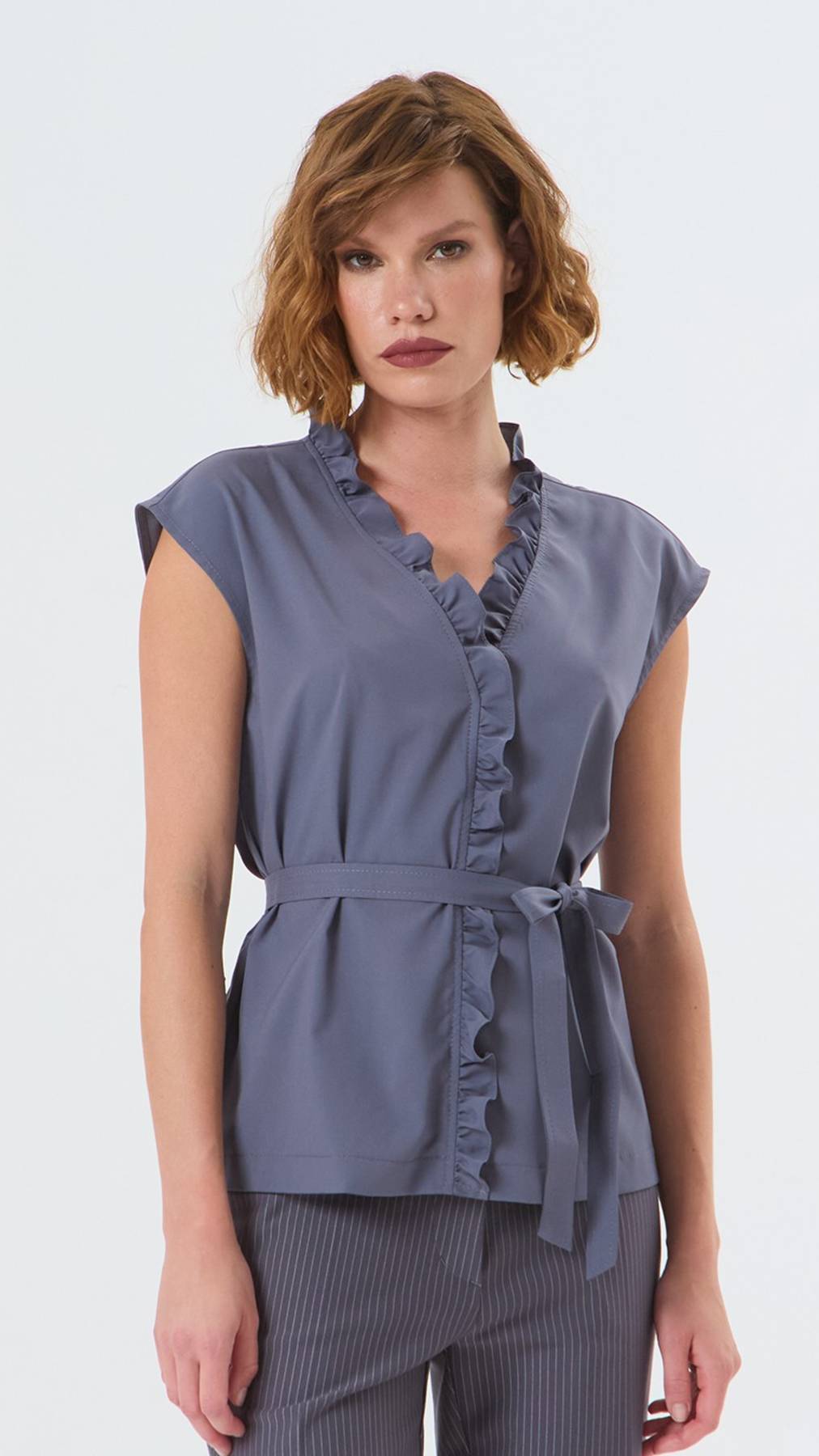 Блузка для офиса LO серая Артикул: 1125220105
