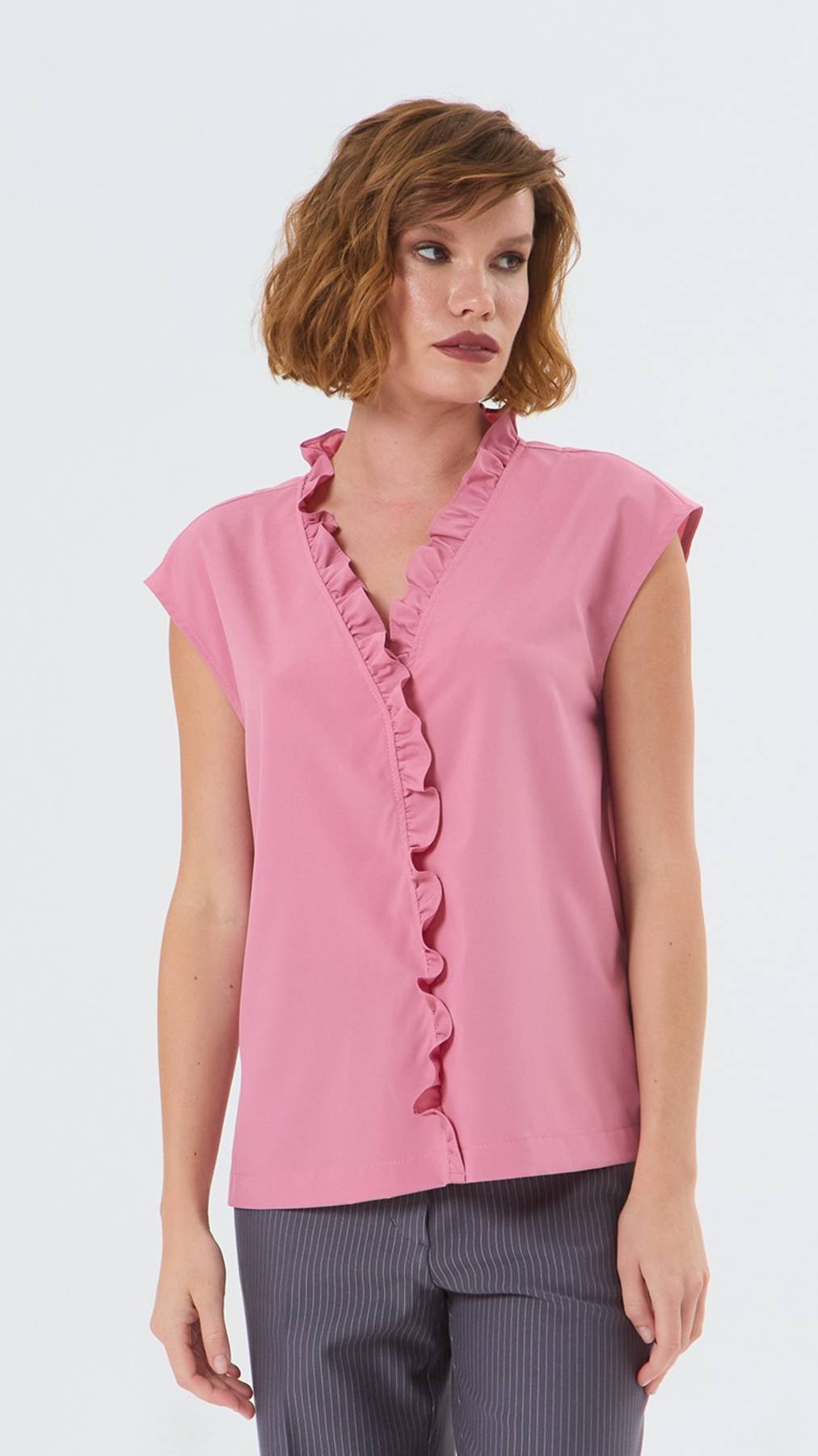 Блузка для офиса LO розовая Артикул: 1125220109