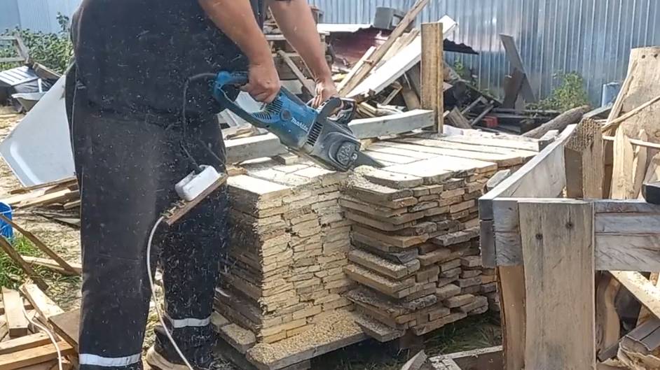 Пилю дрова интересным способом