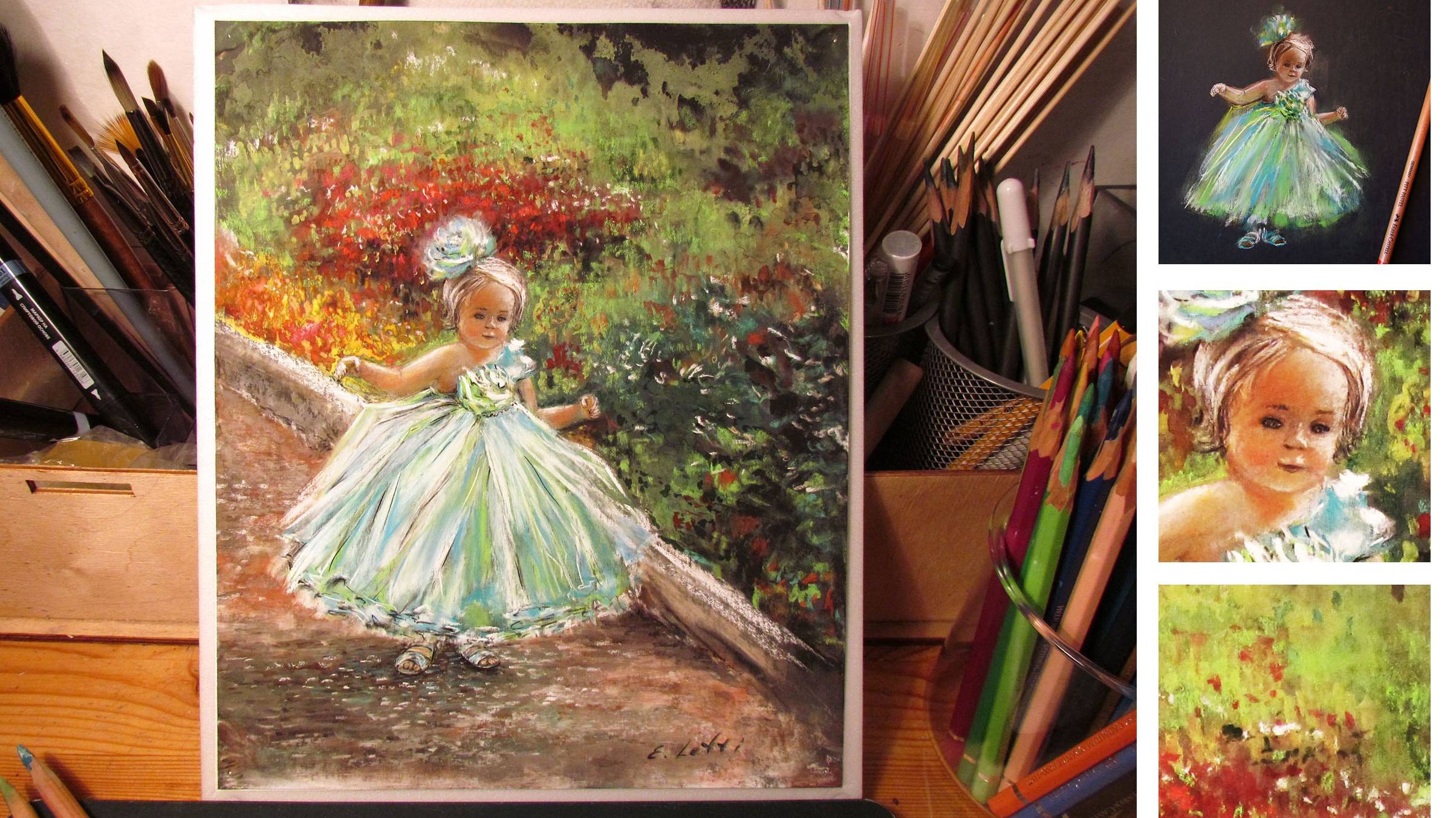 Портреты детей | (Бумага, карандаш, уголь, пастель, акварель)