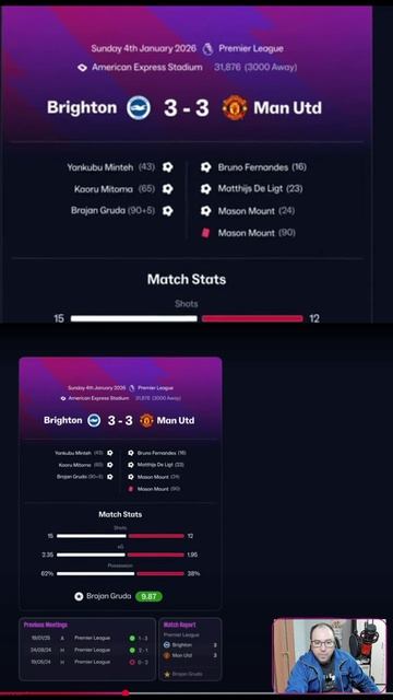Football Manager 26 интерфейс мгновенного результата матча#shorts