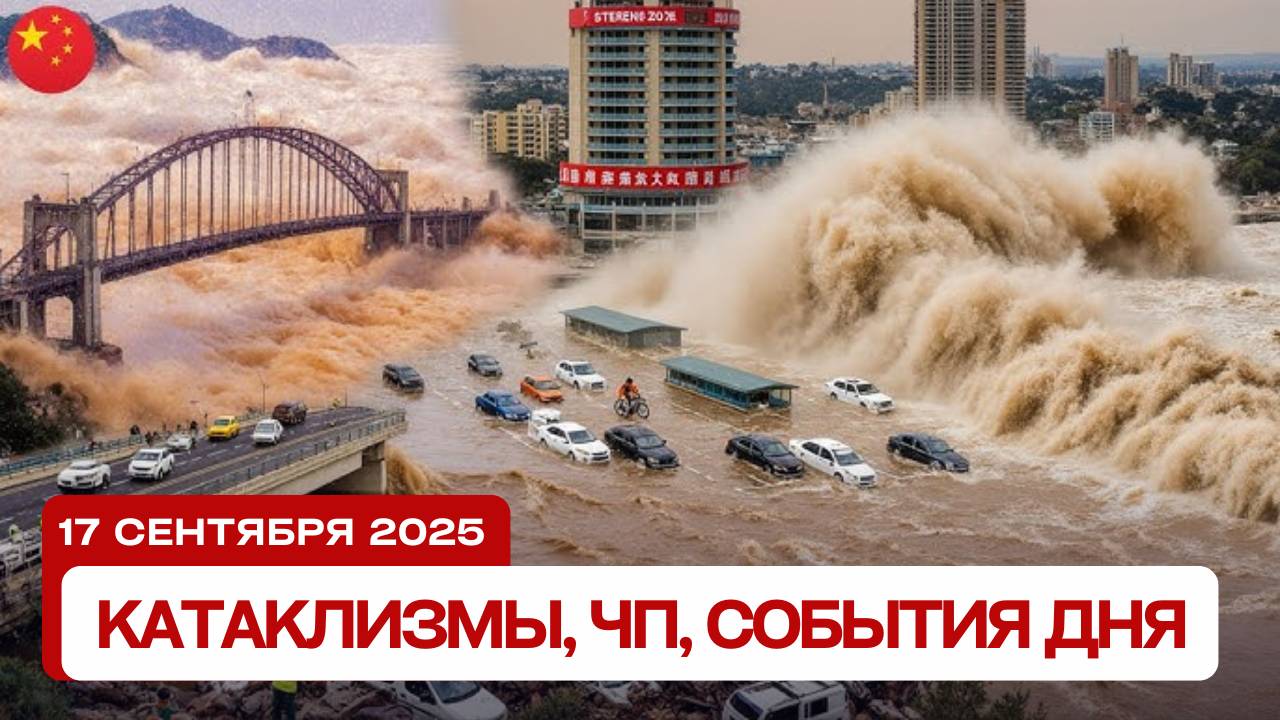 Катаклизмы 17.09.2025: Экстремальные осадки в Китае, смерчи в России, наводнения и оползни в Индии!