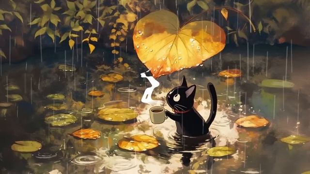 Autumn Rain ☕️ lofi-hofi Chill Study by Finik 🌧️🐾☔🐈[Lo-fi Beats]