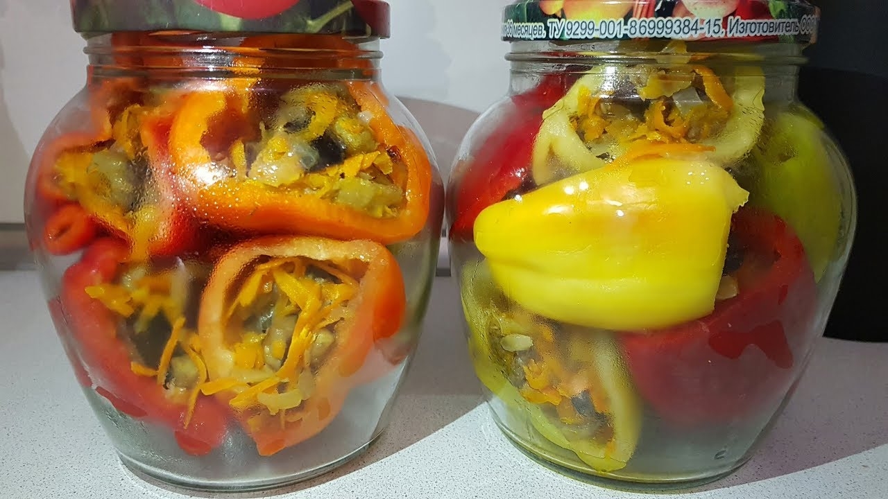 Боже как это Вкусно! Фаршированный перец Баклажанами на зиму.